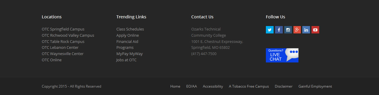 Footer example OTC Web Services